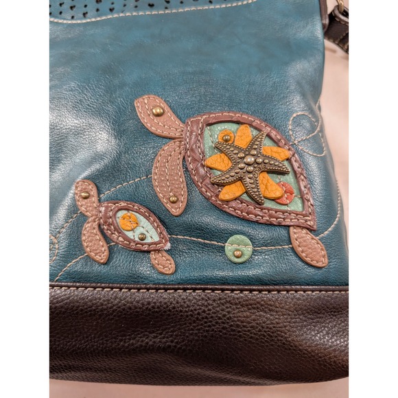 Chala | Bags | Chala Turtle Crossbody Bag Teal Blue Faux Leather Purse ...